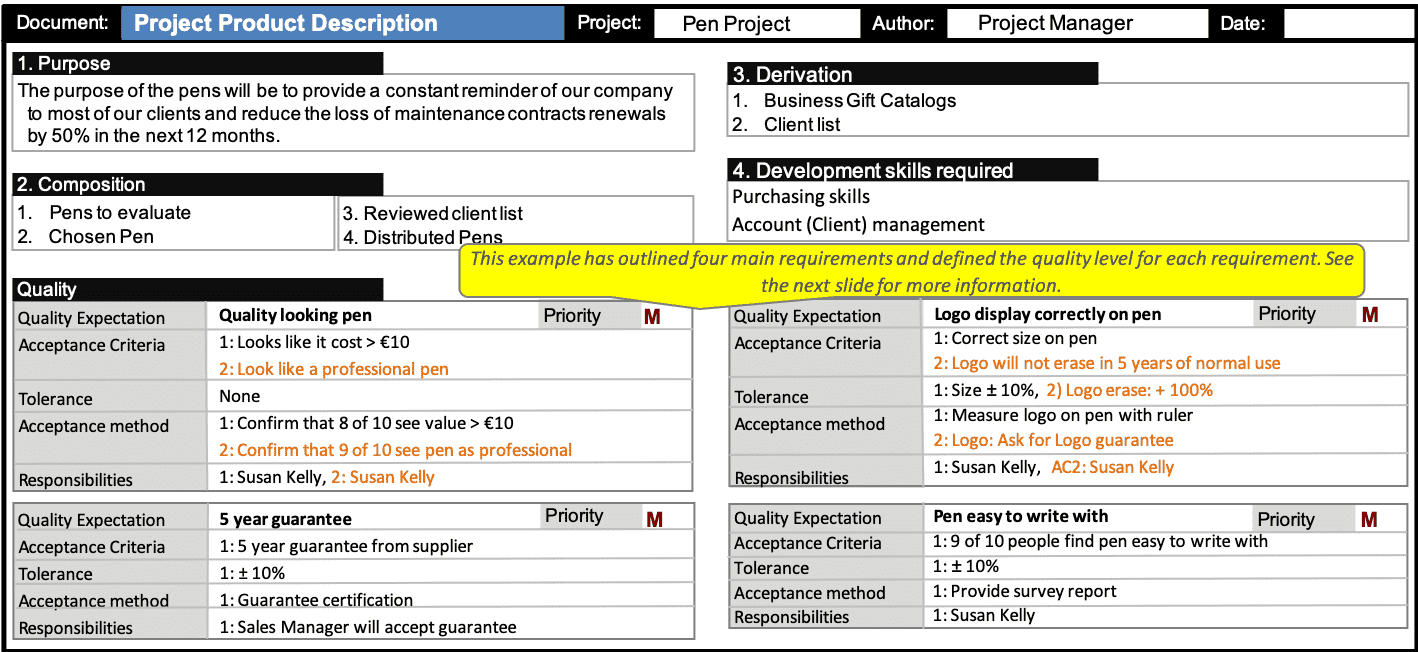 Project Product Description PRINCE2 Wiki Project Product Description PRINCE2 Wiki